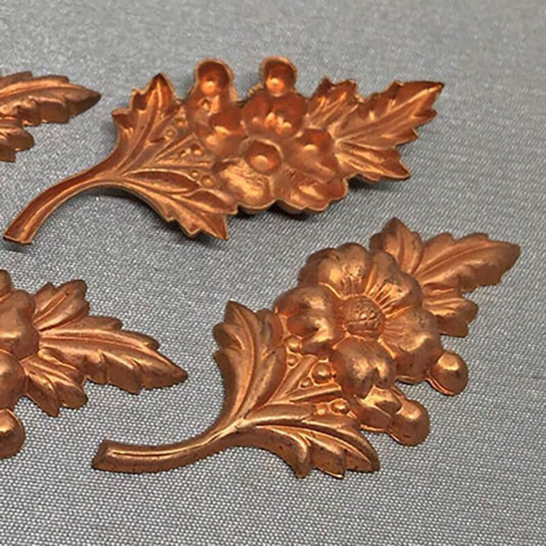 4 Vintage Fancy Floral Tombac Brass Metal Stampings - Etsy