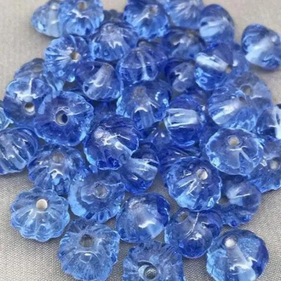 50 Vintage Blue Sapphire Melon Rondelle Glass Beads - Etsy