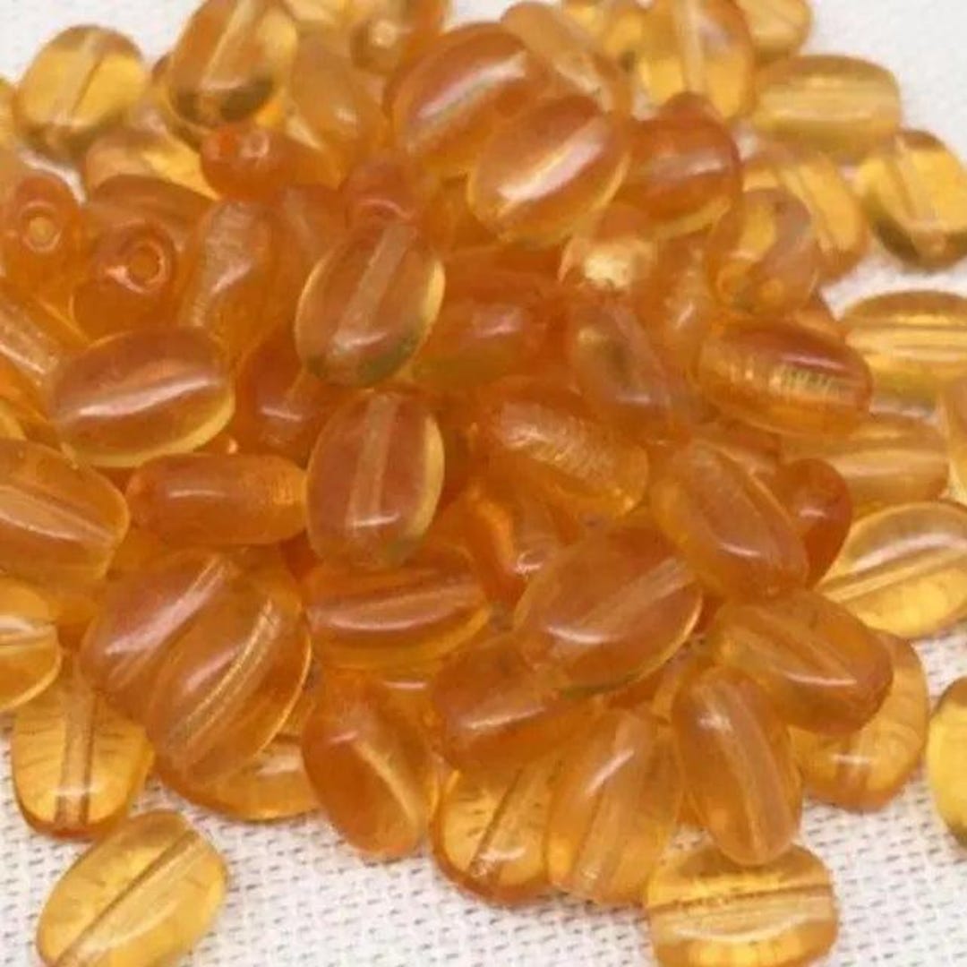 50 Vintage Topaz Czech Flat Oval Glass Beads - Etsy