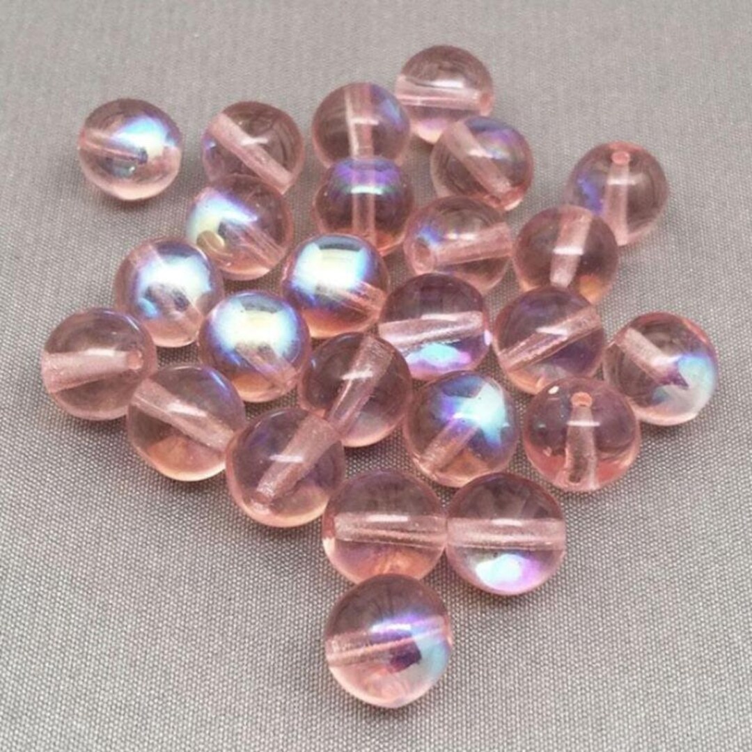 25 Ab Translucent Pink Czech Round Glass Beads - Etsy