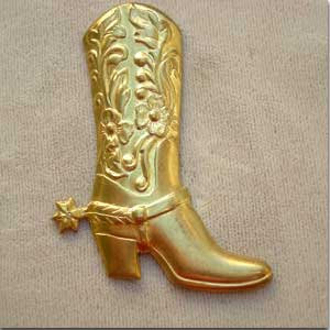 1 Vintage Brass Western Boot Metal Stamping 8371 - Etsy