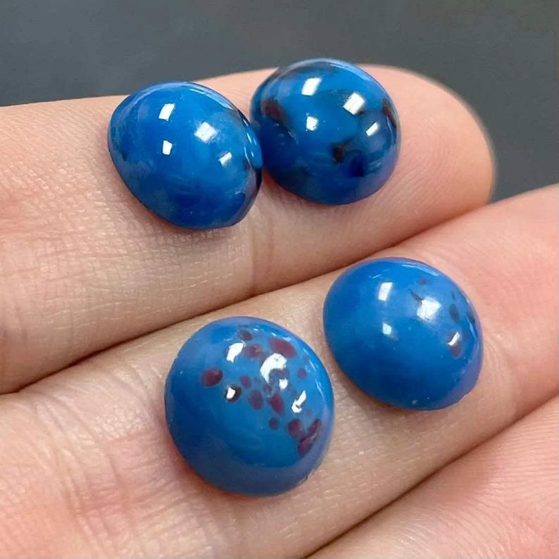 8 Vintage Blue Japan Round Glass Cabochons - Etsy