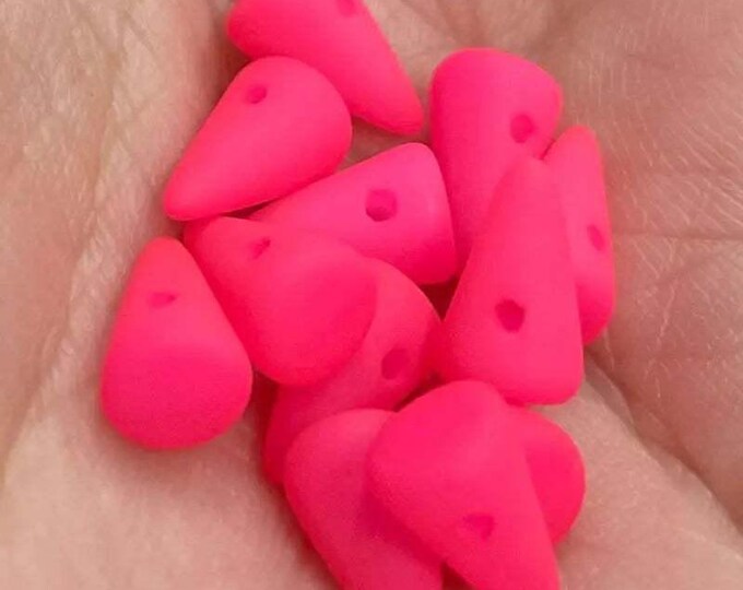 12 Pink Neon Czech Spike Matte Mini Glass Beads - Etsy
