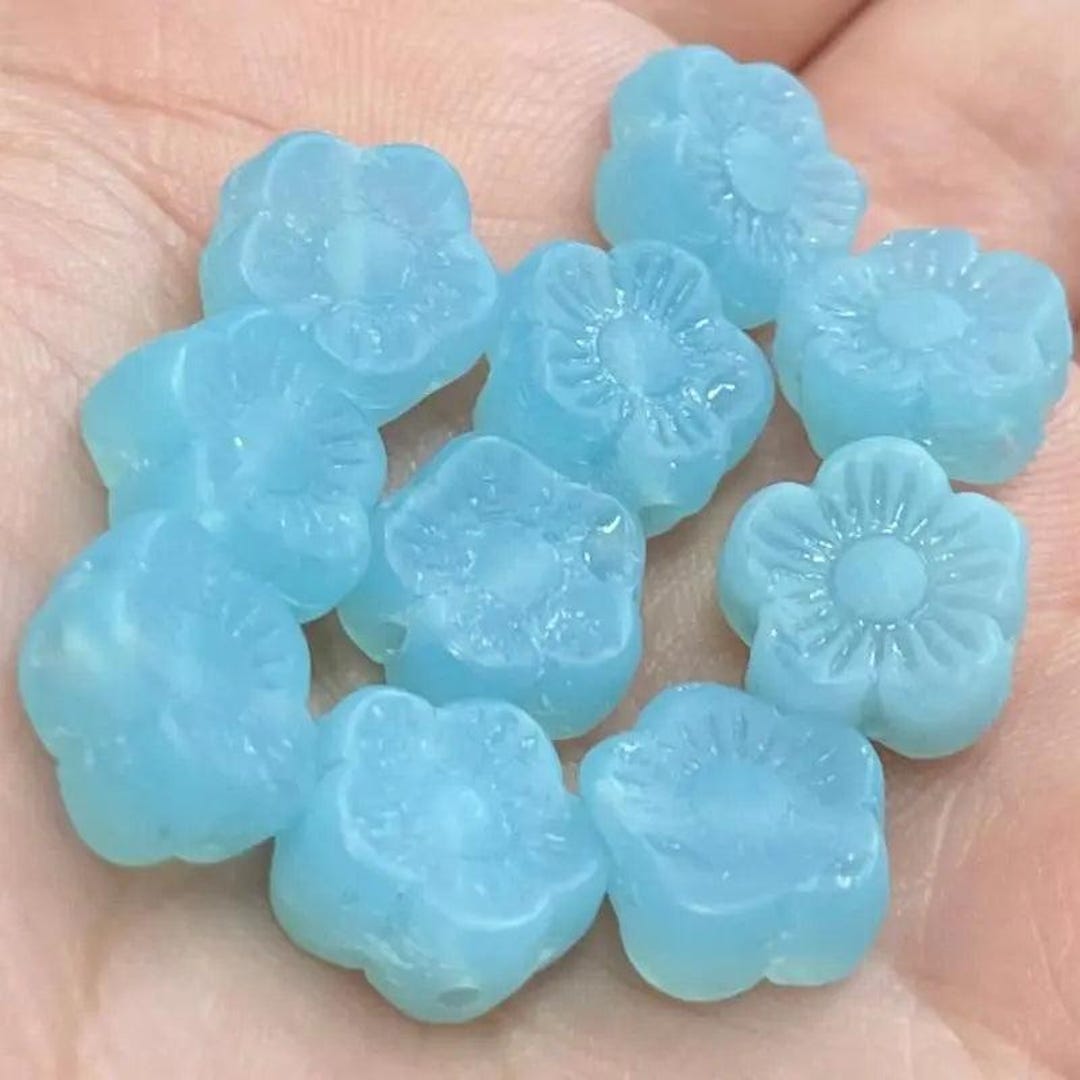 10 Vintage Blue Aqua German Daisy Flower Glass Beads - Etsy