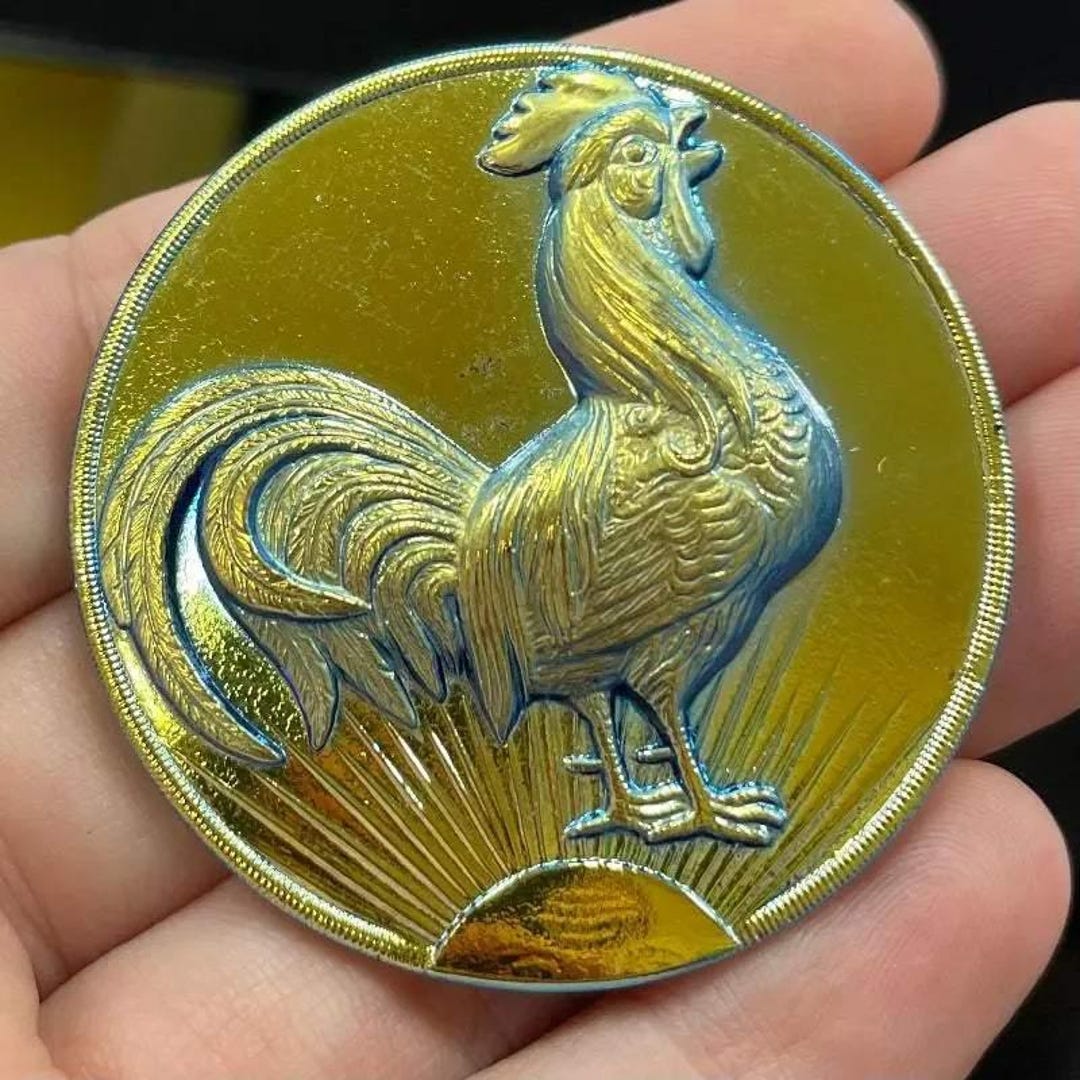 1 Vintage Colorful Rooster Glass Stone #9427 - Etsy