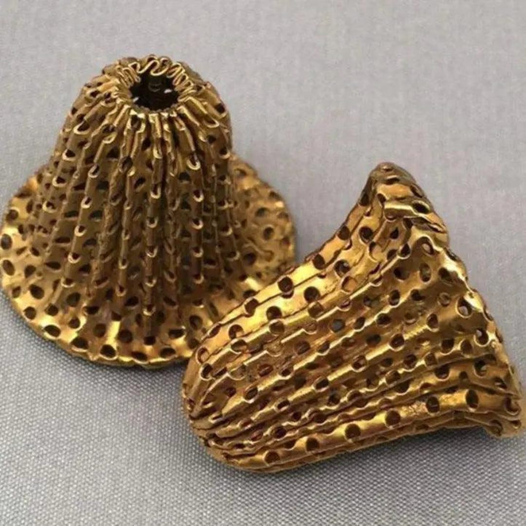 2 Vintage Brass Corrugated Large Bell Metal Bead Caps - Etsy