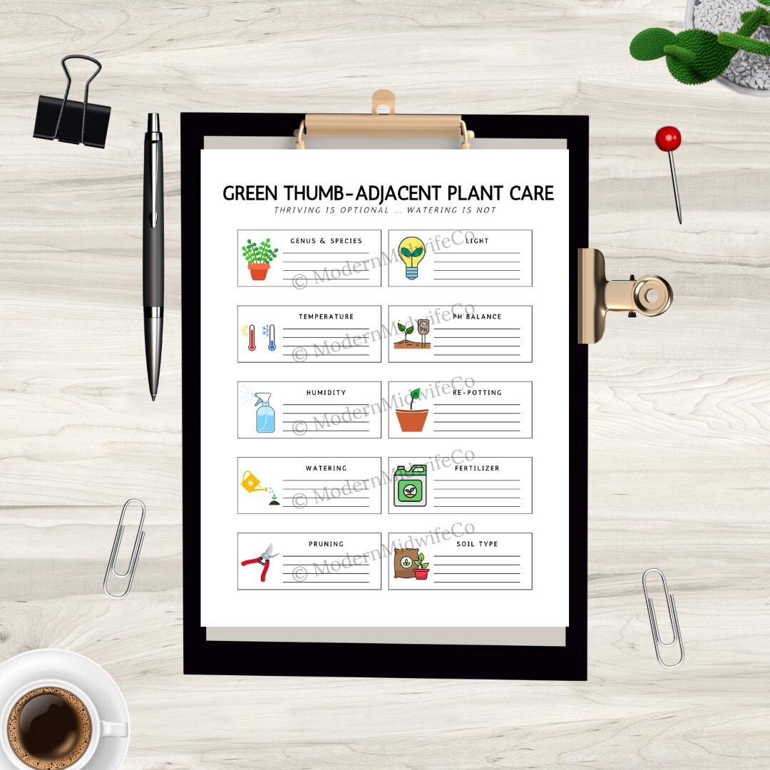 Plant Care Tracker Printable: Beginner Houseplant Maintenance Log ...