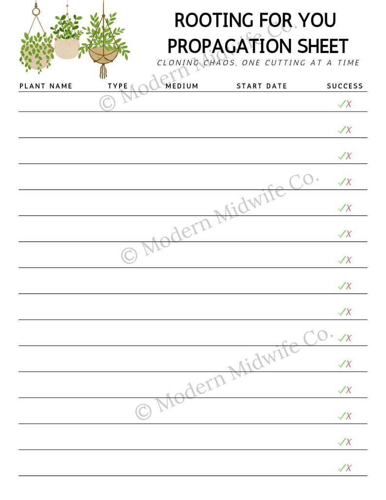 Houseplant Propagation Tracker: Printable Plant Rooting Log (digital ...