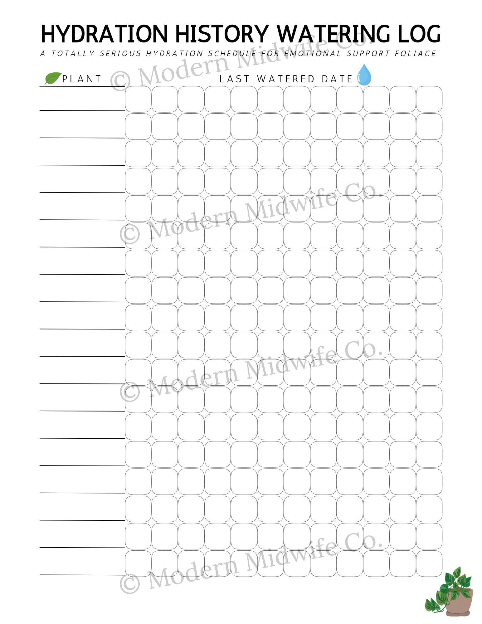 Houseplant Watering Log: Printable Plant Care Tracker (digital Download ...