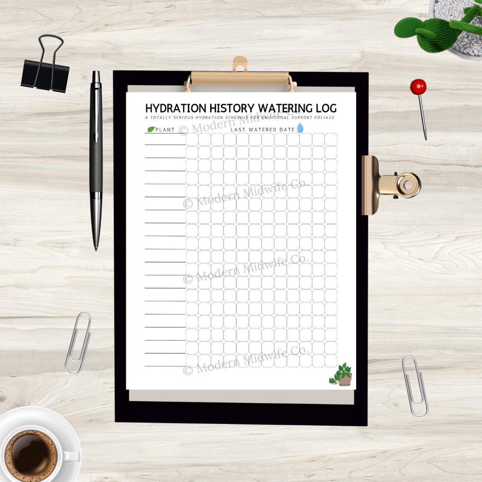 Houseplant Watering Log: Printable Plant Care Tracker (digital Download ...