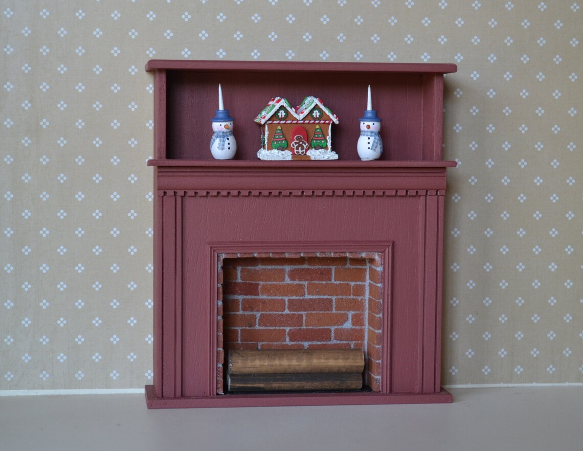 Dollhouse Miniature-Fireplace with Shelf | Etsy