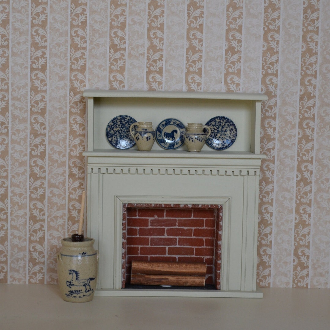 Dollhouse Miniature-fireplace With Shelf - Etsy