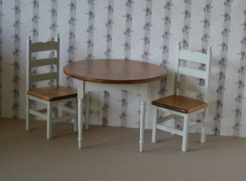 Doll House Miniature Round Table and Chair Set. - Etsy