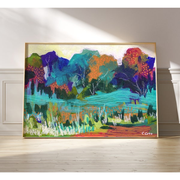 Large Colorful Art - Etsy