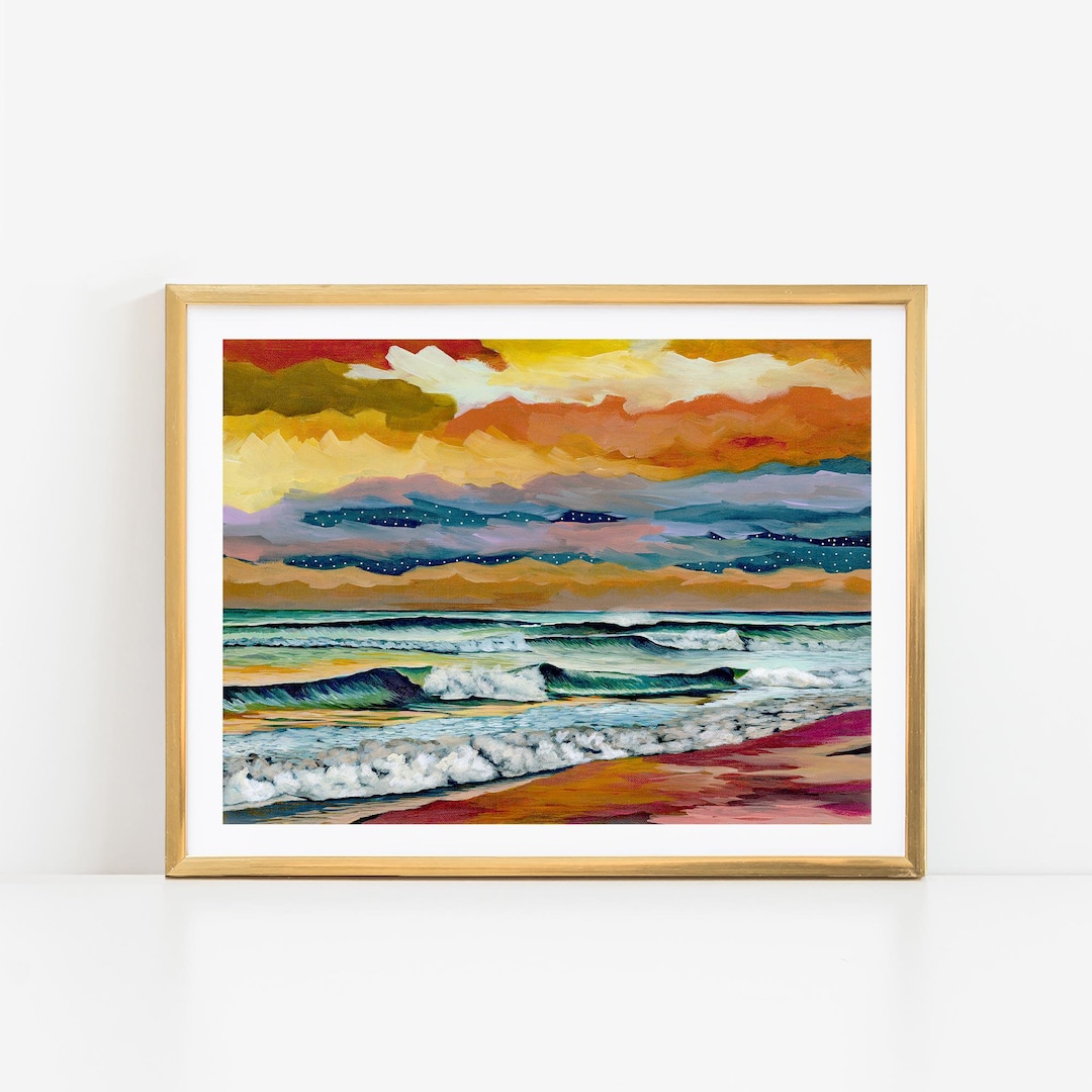 Fall Beach Scene, Outer Banks Beach Art, Modern Coastal Print - Etsy