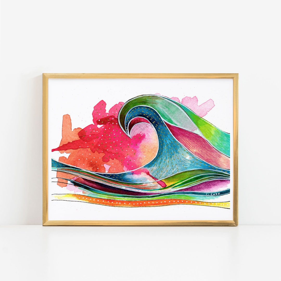 Colorful Wave Art, Wave Illustration - Etsy