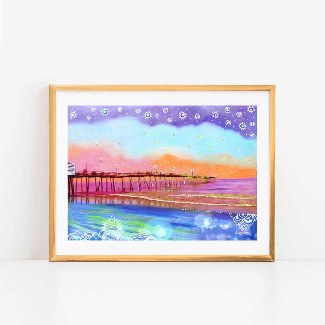 Avalon Pier, Outer Banks Art, Colorful Beach Art - Etsy