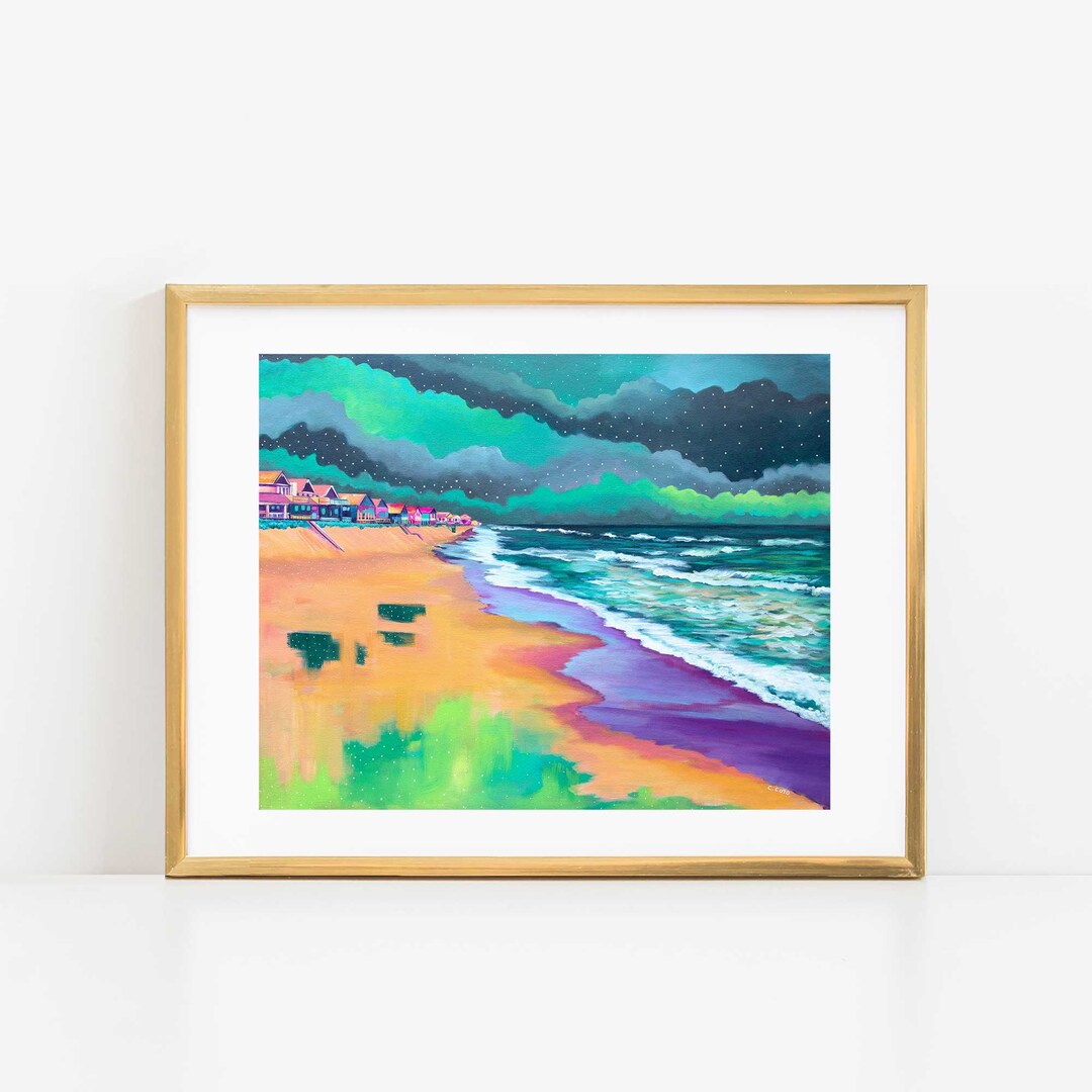 Beach Scene Art, Outer Banks Art, Colorful Beach Decor - Etsy
