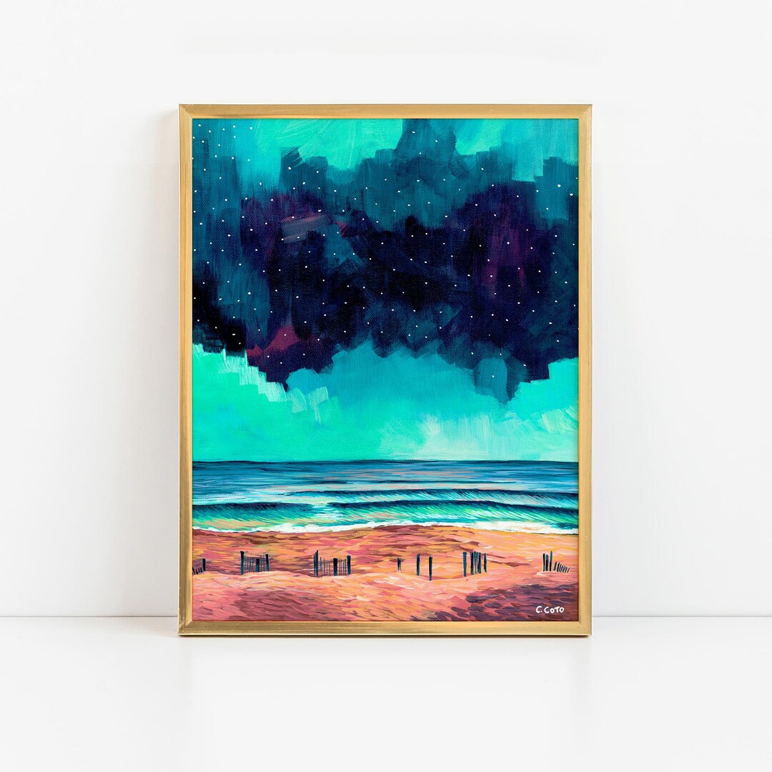 Colorful Beach Wall Art, Large Beach Canvas Art, Ocean Painting - Etsy