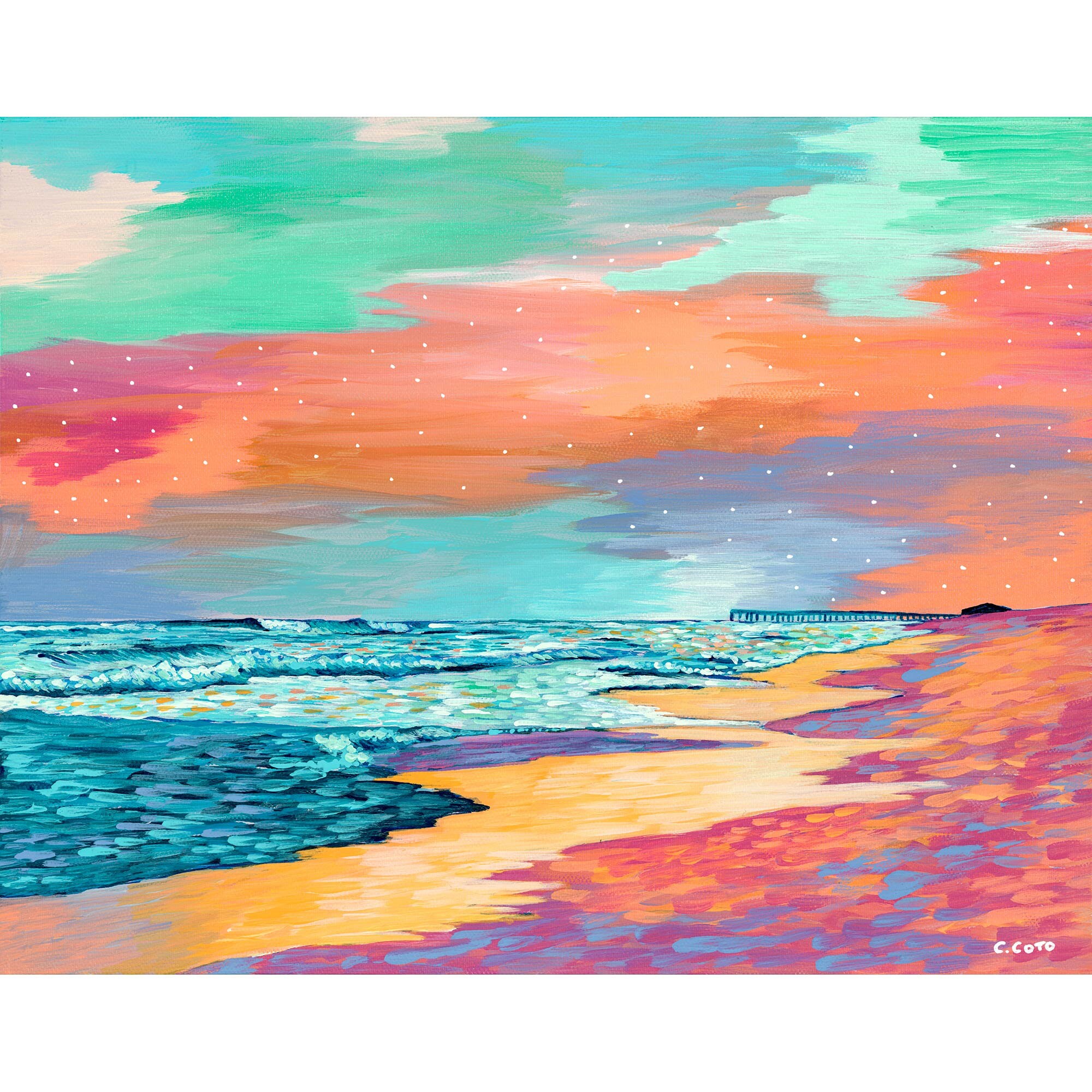 Summer Art Beach Decor Colorful Beach Art. | Etsy