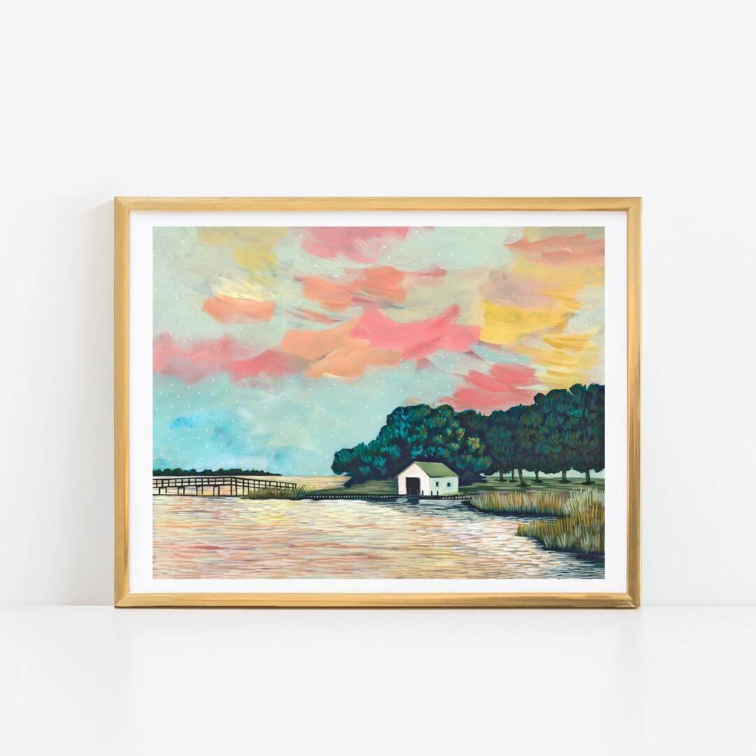 Outer Banks Sound Side, Summer Art, Beach Decor, Colorful Beach Art. - Etsy