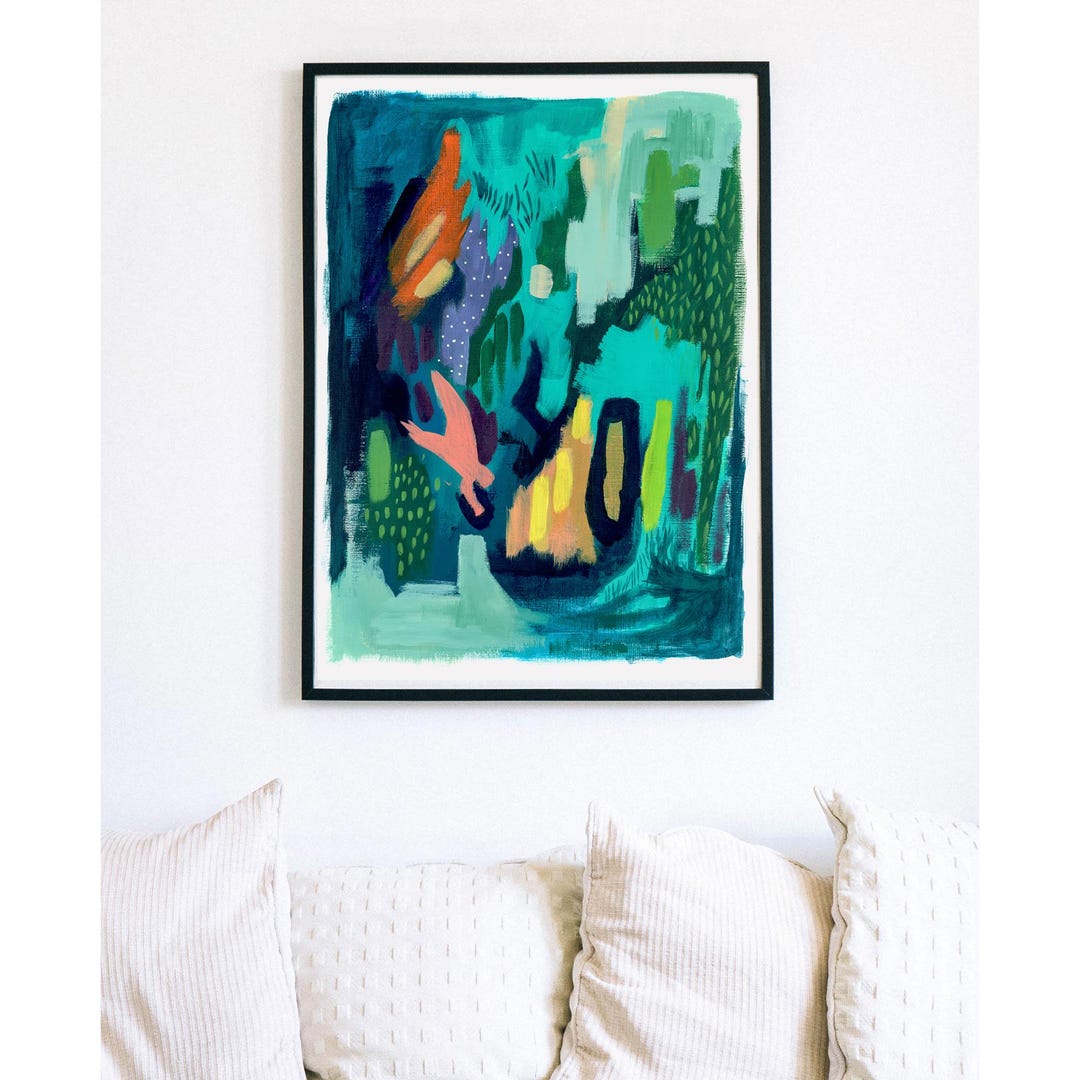 Colorful Abstract Art, Under the Sea Abstract Painting, Large Canvas ...