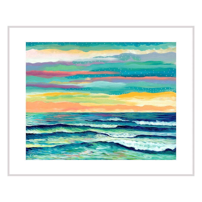 Colorful Ocean Art Print, Vibrant Beach Art. - Etsy