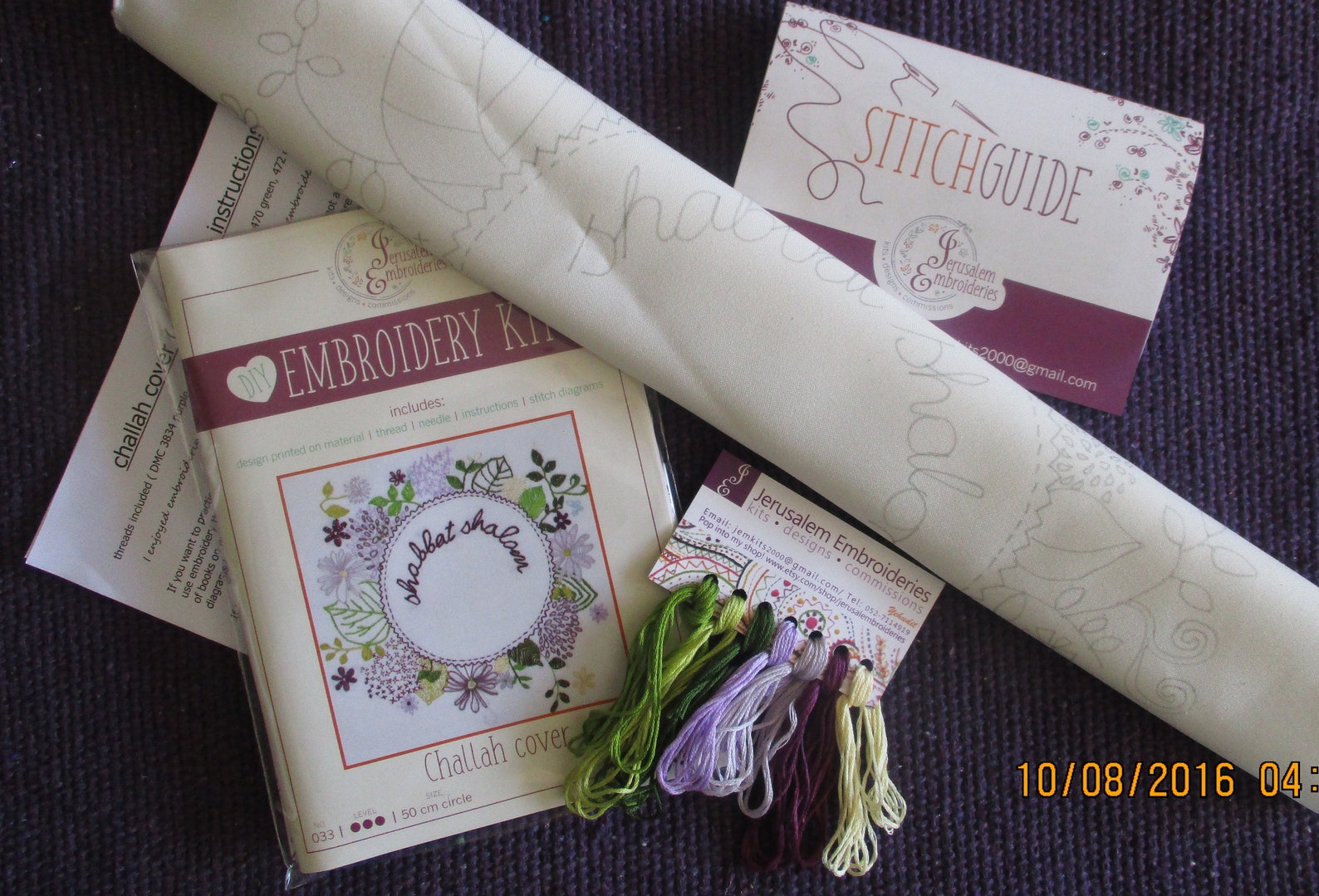 Shabbat Shalom Challah Cover, Judaica Embroidery Kit-33. Jewish Gifts ...