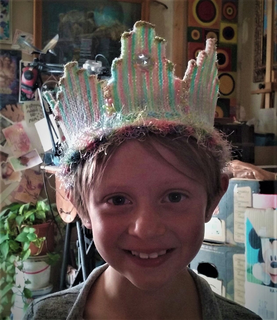 Made to Order Knitted Crown with Detachable Braids Princess | Etsy