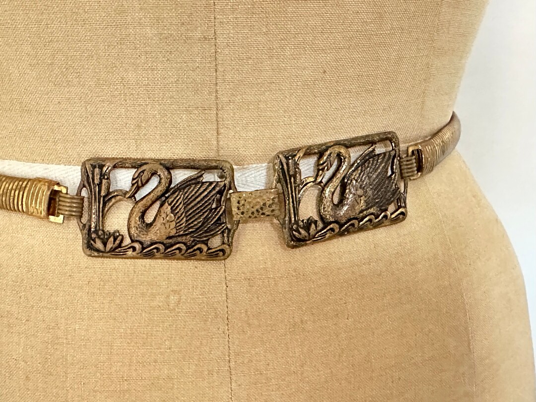 1970s Gold Metallic Swan Cinch Belt - Etsy