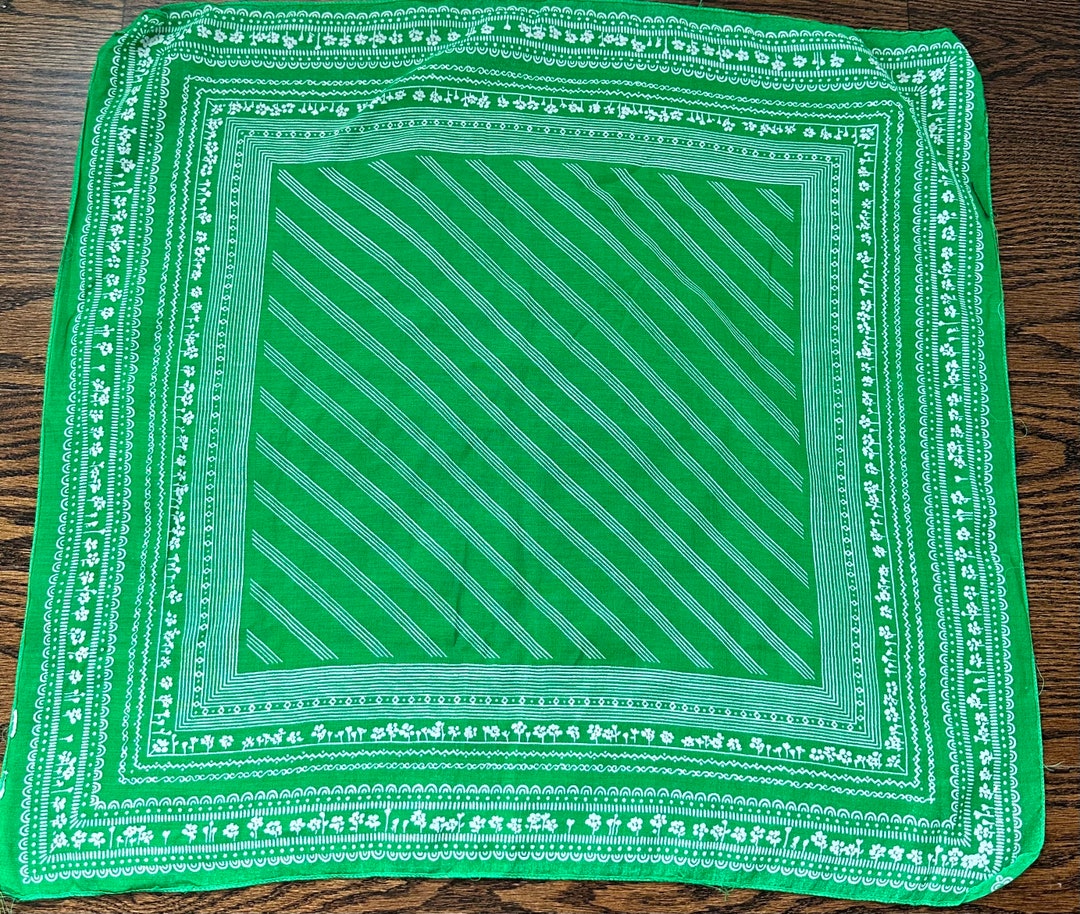 1970’s Neon Green Floral Scarf - Etsy
