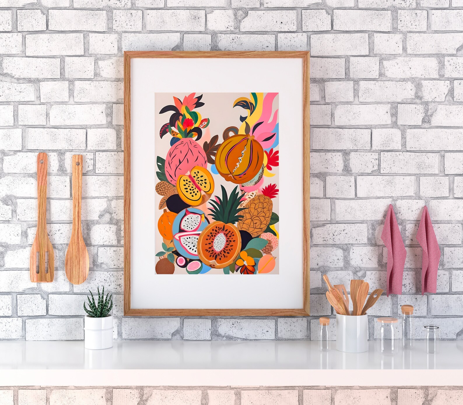 Tropical Fruit Fiesta Art Print - Modern Tropical Fruit Poster ...