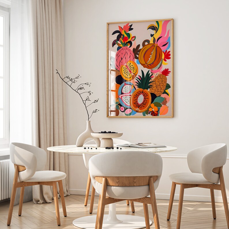 Tropical Fruit Fiesta Art Print - Modern Tropical Fruit Poster ...