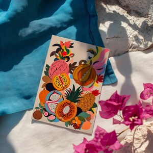 Tropical Fruit Fiesta Art Print - Modern Tropical Fruit Poster ...