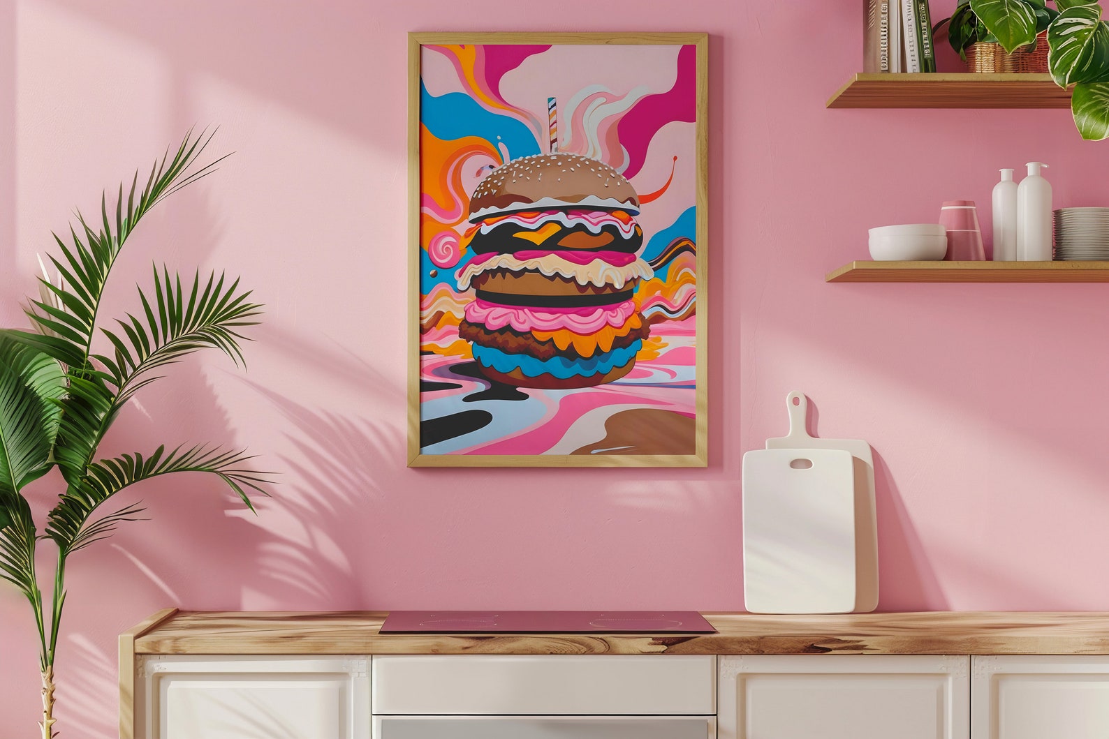 Whimsical Surreal Burger Art - Colorful Pop Food Poster - Digital ...
