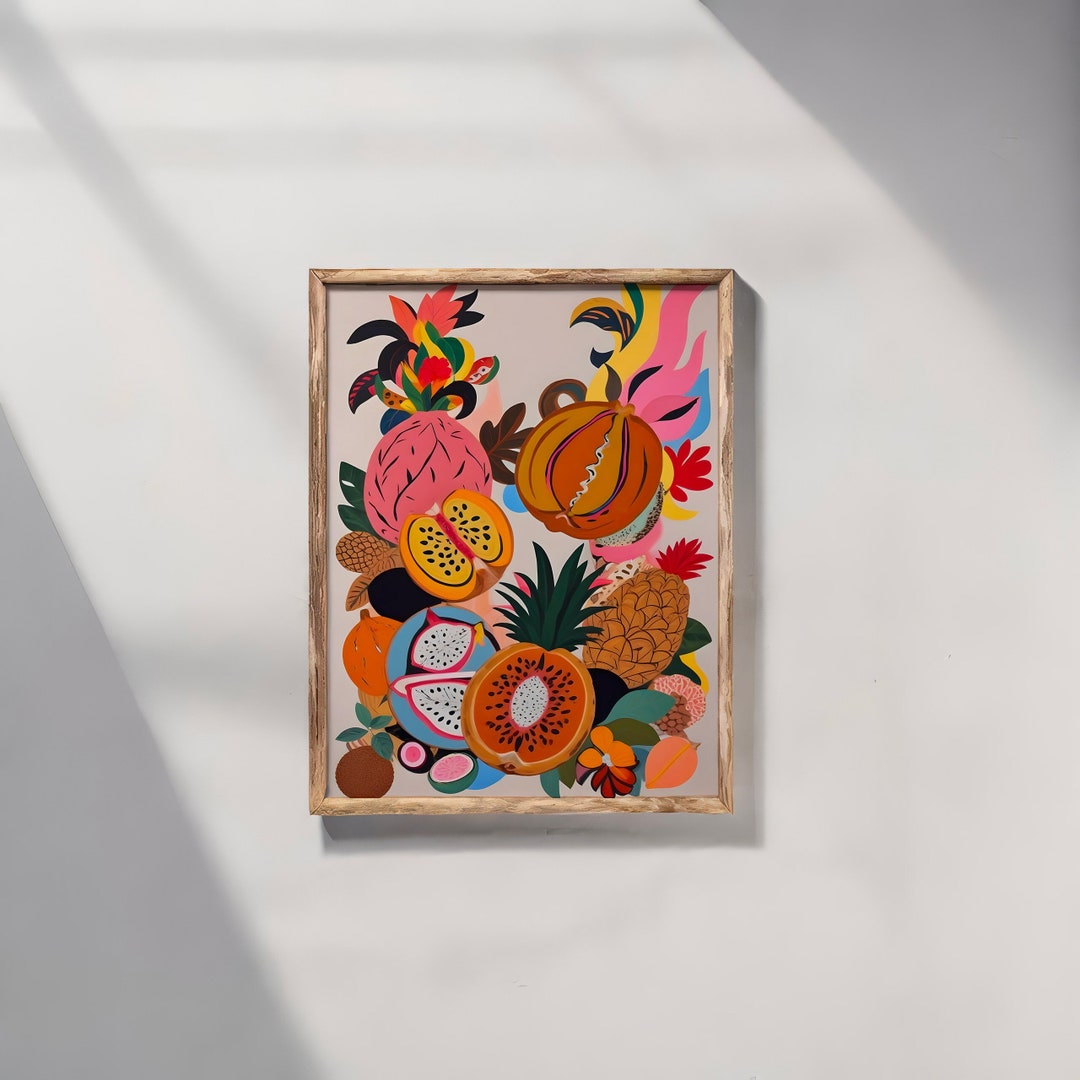 Tropical Fruit Fiesta Art Print - Modern Tropical Fruit Poster ...