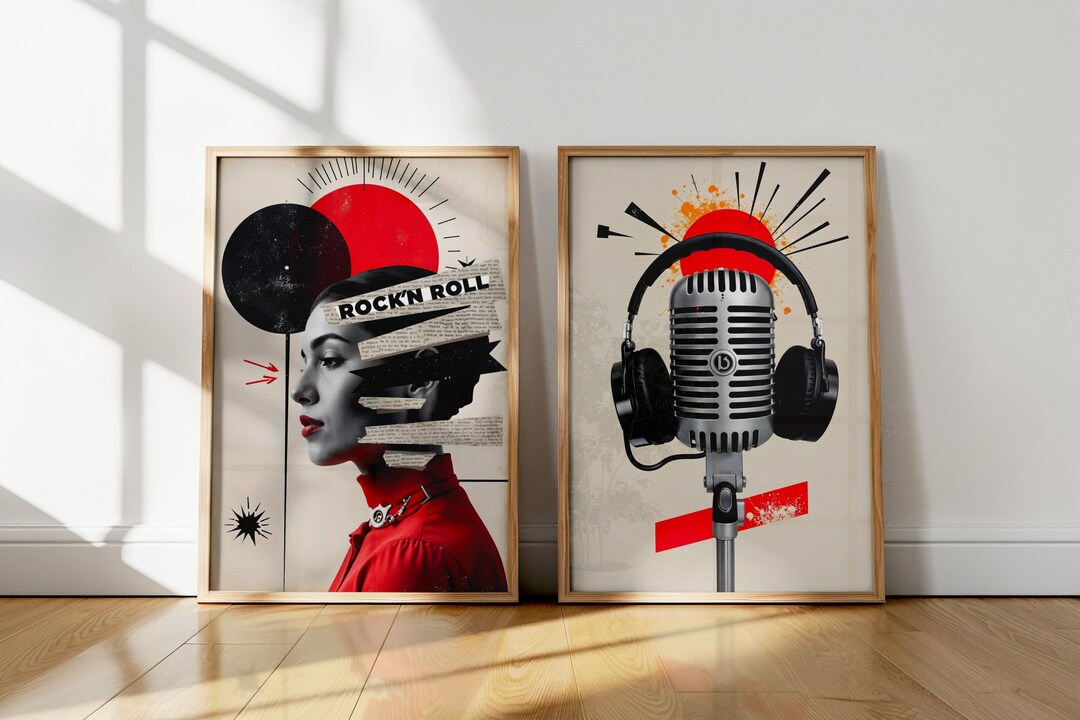 Rock & Mic Poster Set, Moody POP Printable DIY Wall Home Decor - Etsy