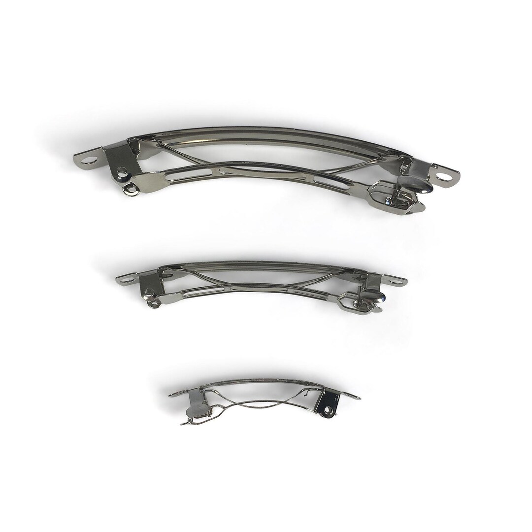 French Style Metal Barrettes Silver Hair Clips Accessory Findings 10 Pk ...