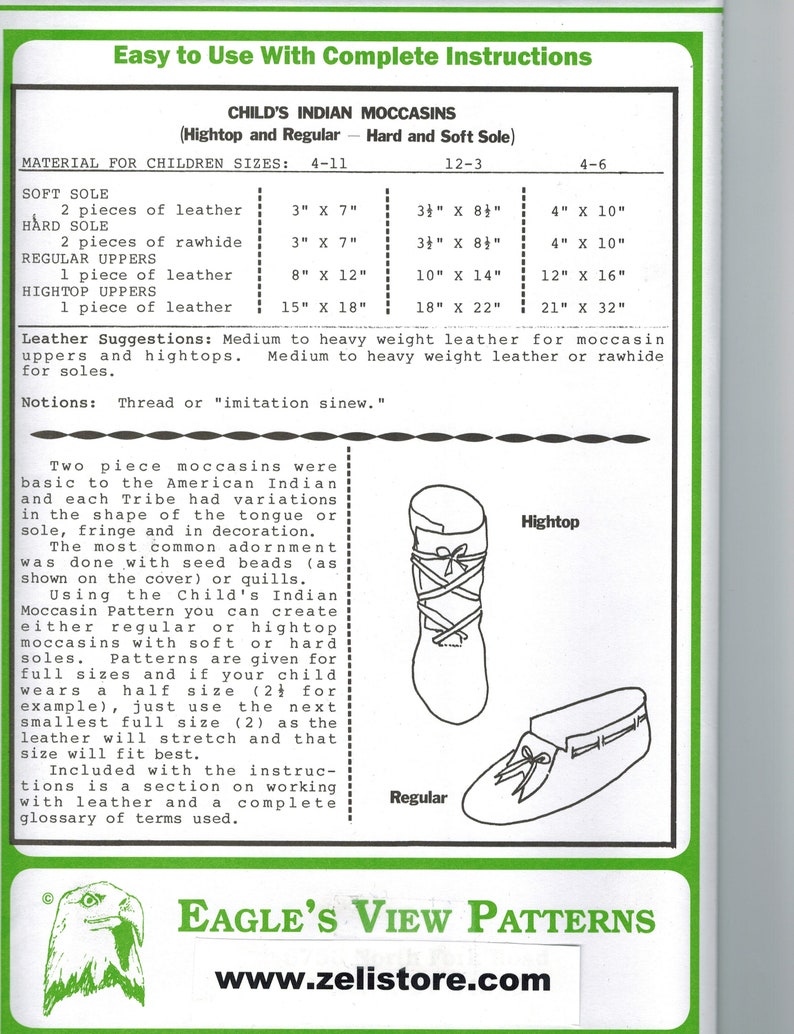Child's Moccasin Pattern - Etsy