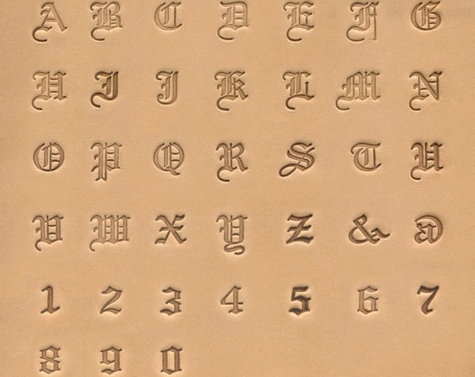 8142-20 Old English Alphabet, Number & Symbol Leathercraft Stamp 39 Pcs ...