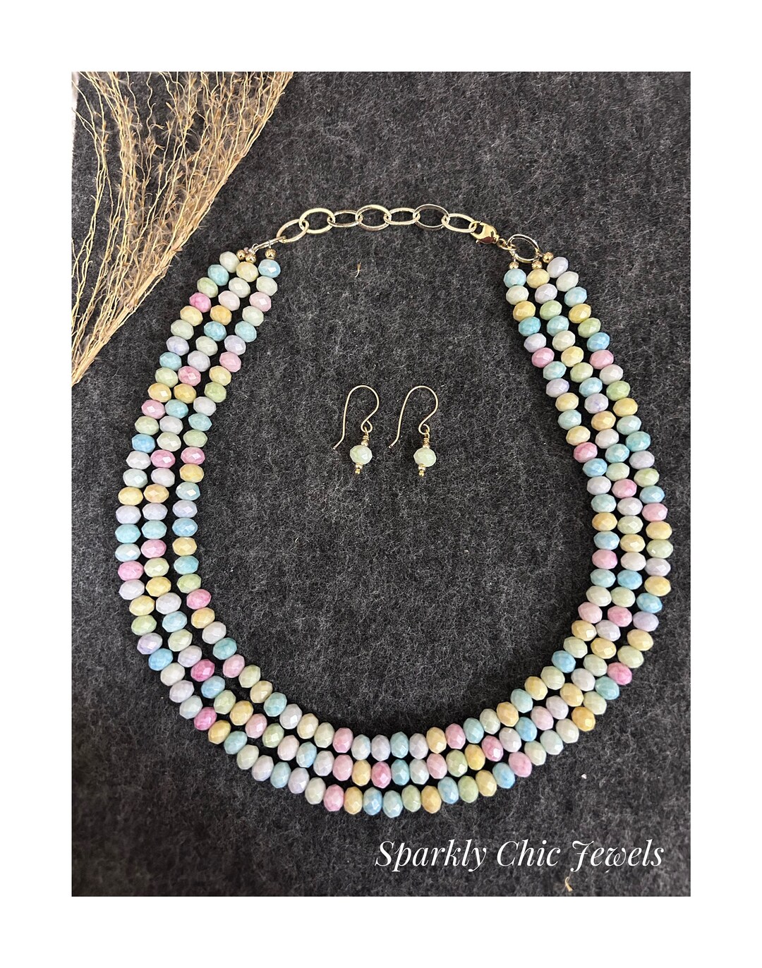 Pastel Crystal Statement Necklace, Crystal Necklace, Pastel Necklace ...