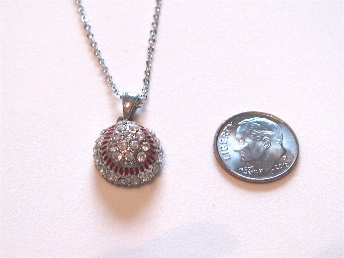 Baseball Necklace Rhinestone Baseball Spirit - Etsy