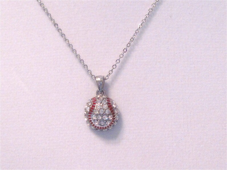 Baseball Necklace " Rhinestone Baseball Spirit " - Etsy