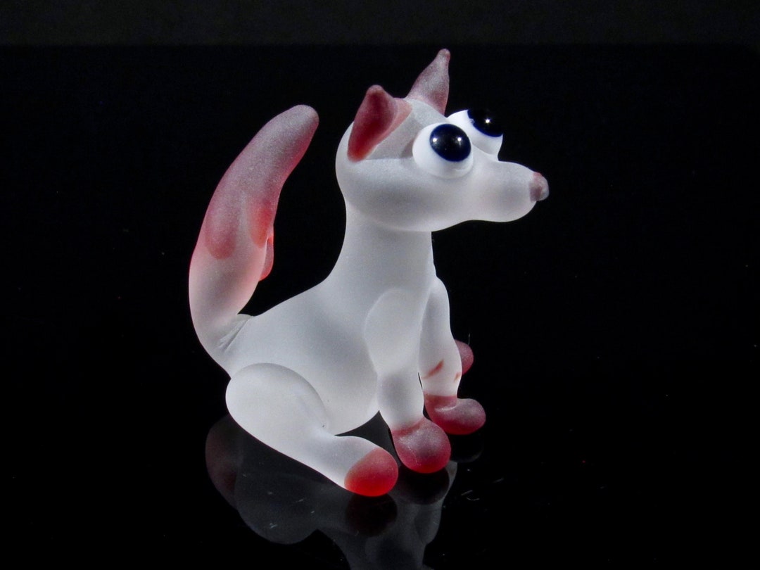 Miniature Glass Fox Figurine Sandblasted Clear Handmade - Etsy