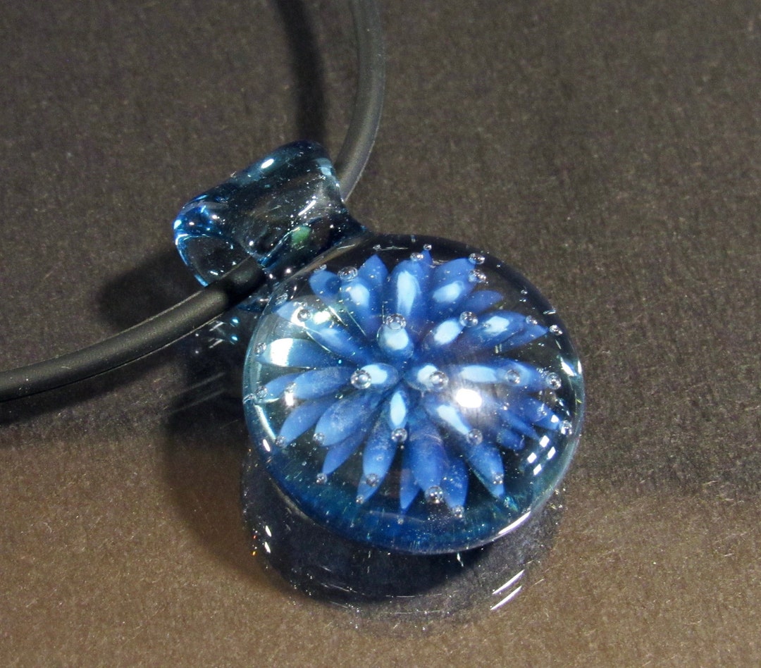 Blue Air Trap Implosion Pendant - Borosilicate Lampwork - Etsy