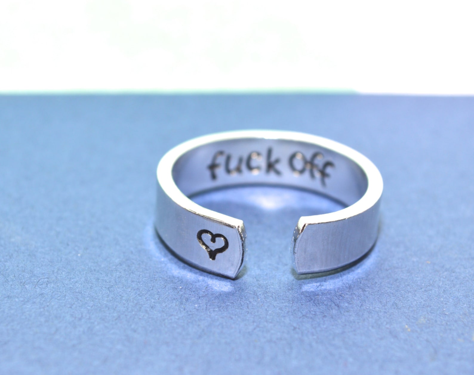 Hidden Swear Word Adjustable Aluminum Metal Stamped Ring // - Etsy