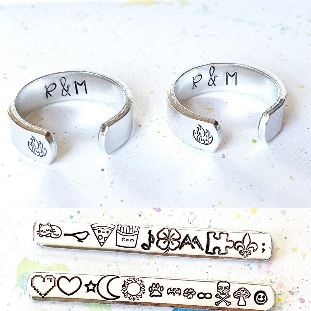 Initials BFF Rings, Hidden Text Rings, Adjustable Metal Stamped Ring ...