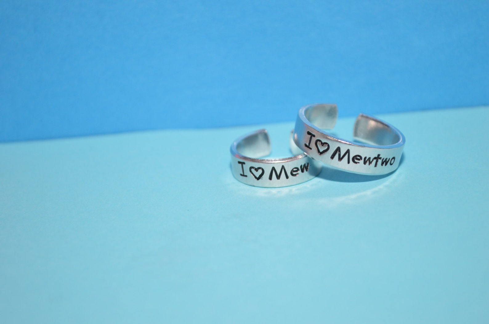 I Heart Mew Geeky Gift Geeky Couple Gift Anime Ring Set - Etsy