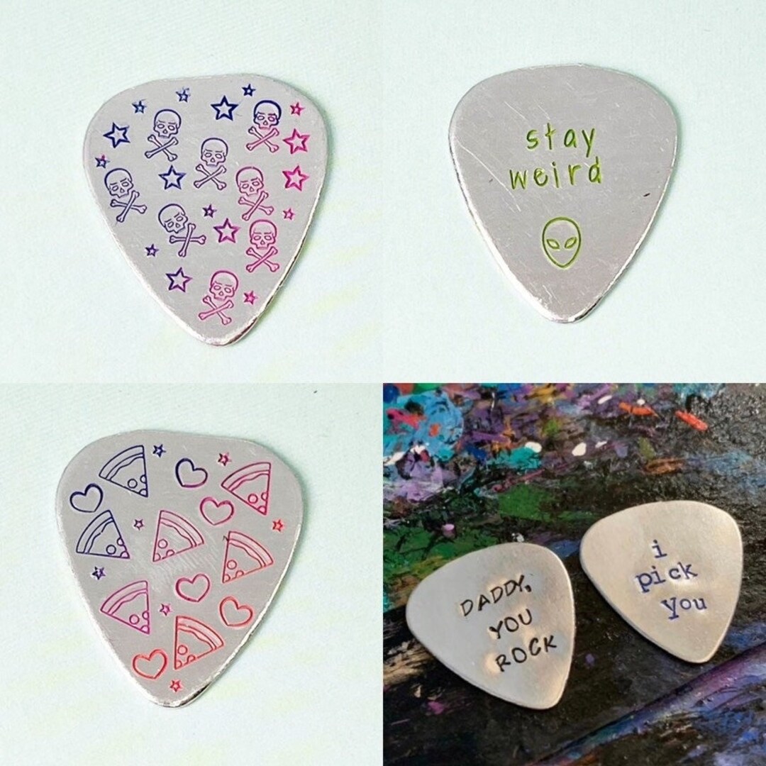 Metal Stamped Guitar Pick, Aluminum Guitar Pick, I Pick You, Dad You ...