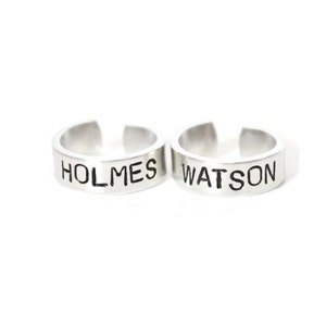 Sherlock Holmes Inspired Custom Aluminum Adjustable Metal Stamped Ring ...